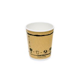 Compostable 8oz Kraft Ripple Cup | Enviropack