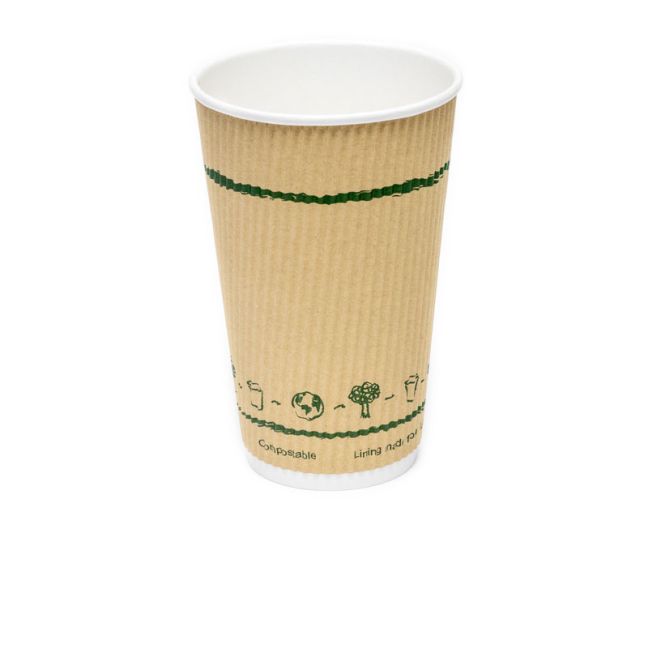 Compostable 16oz Kraft Ripple Cup | Enviropack